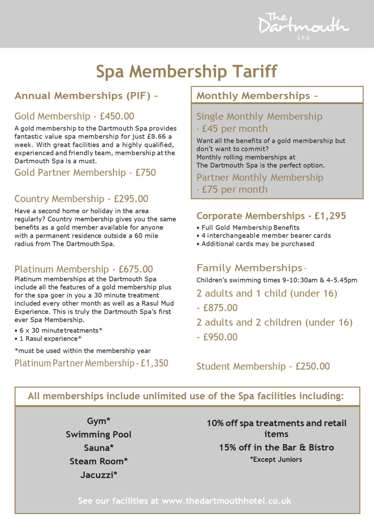 Spa Membership - The Dartmouth Hotel Golf and Spa